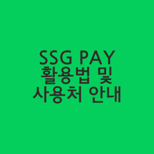 SSG PAY 활용법 및 사용처 안내 - Investment Navigato
